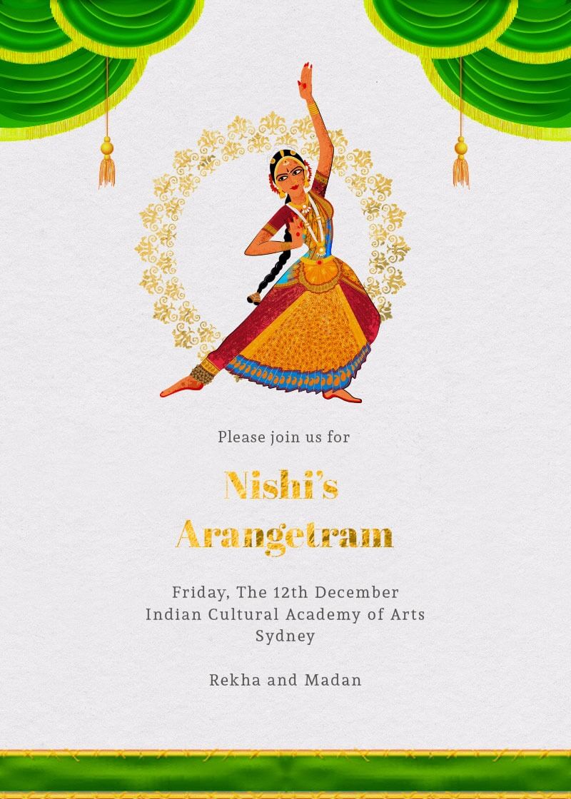 Bharatanatyam Arangetram Invitation AT 01 Diplomathon in