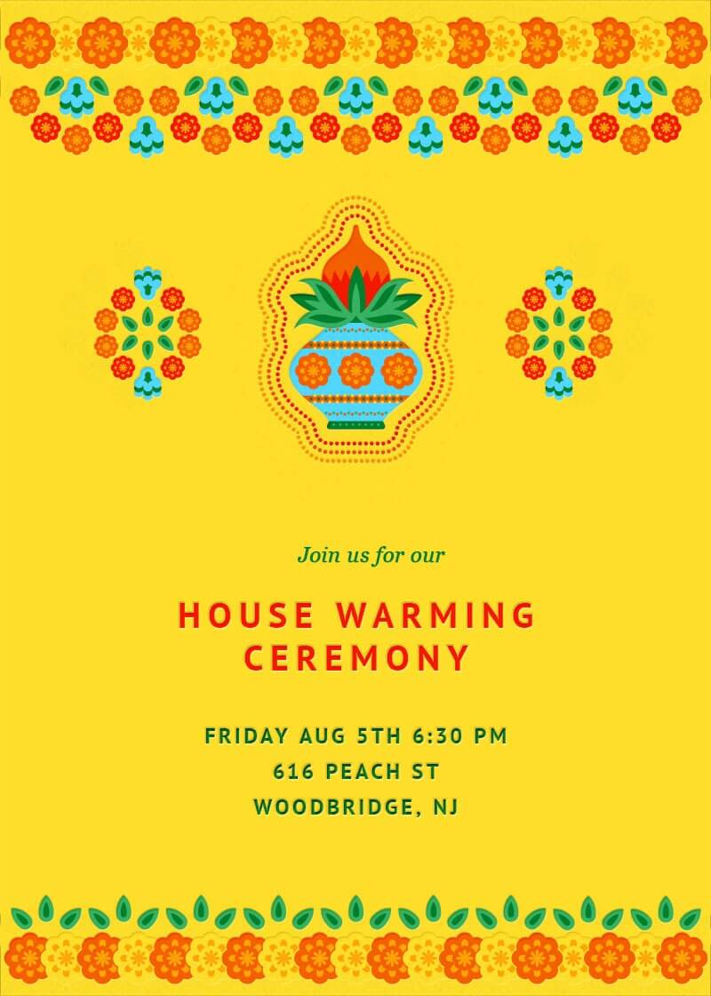 Griha Pravesh Housewarming Invitation Card Messages Wording Mobile 